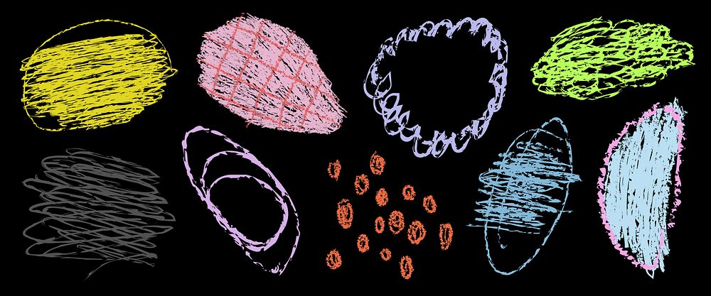 Colorful chalk scribbles black background. | Free Vector - rawpixel