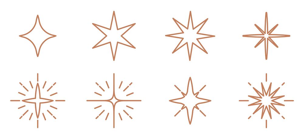 Set 8 brown starburst icons. | Free Vector - rawpixel