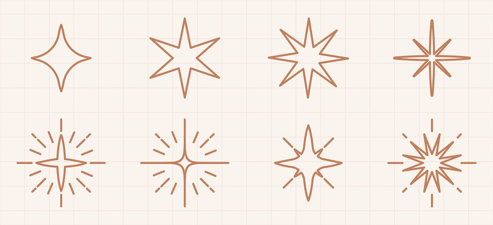 Set eight star icons brown | Free Vector - rawpixel