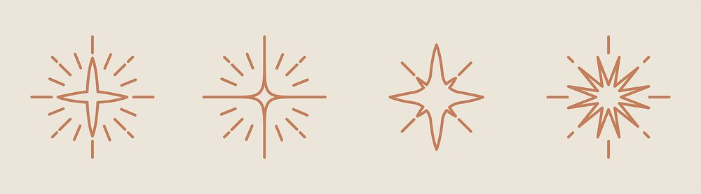 Minimalist starburst icons brown beige. | Premium Vector - rawpixel