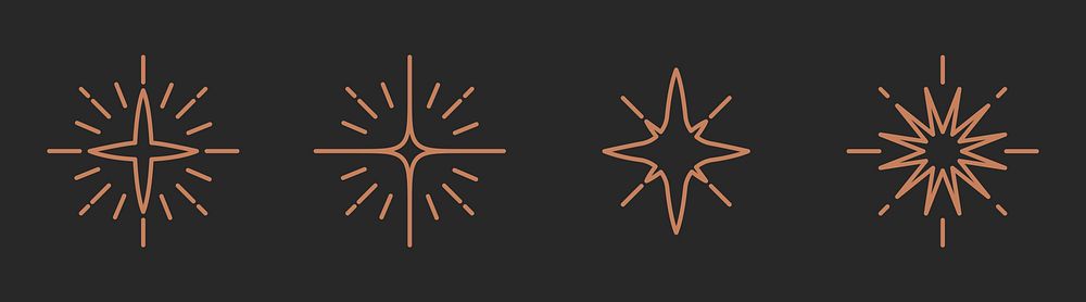 Four minimalist starburst icons linear | Free Vector - rawpixel