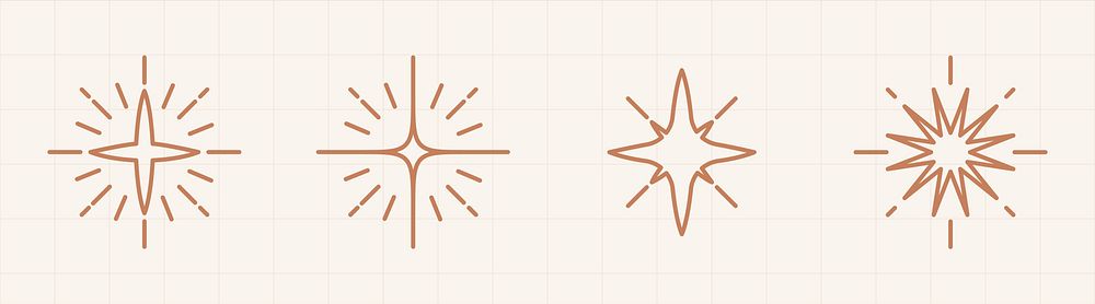 Set four brown starburst icons | Free Vector - rawpixel