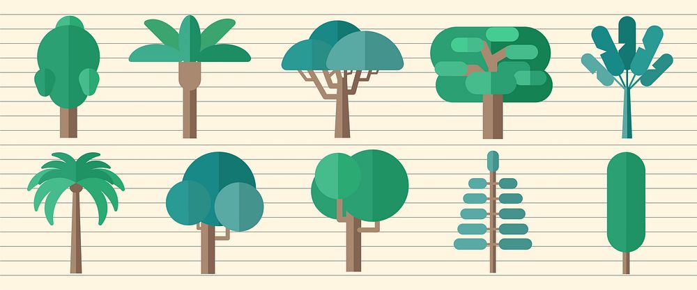 Flat vector trees various shapes | Free Vector - rawpixel