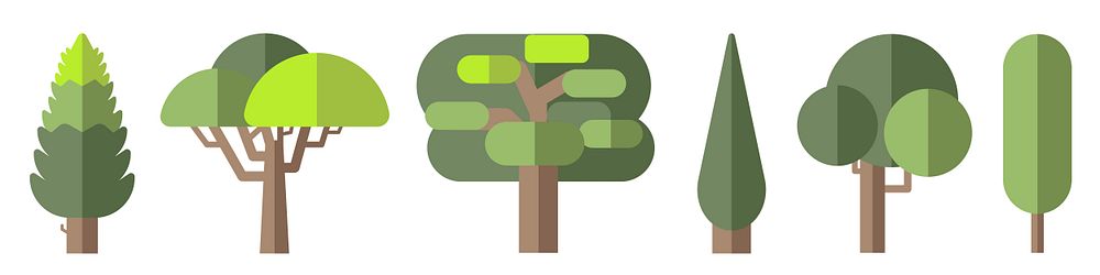 Illustration various trees flat design. | Free Vector - rawpixel