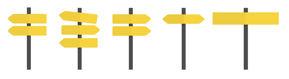 Set yellow direction signs poles. | Free Vector - rawpixel
