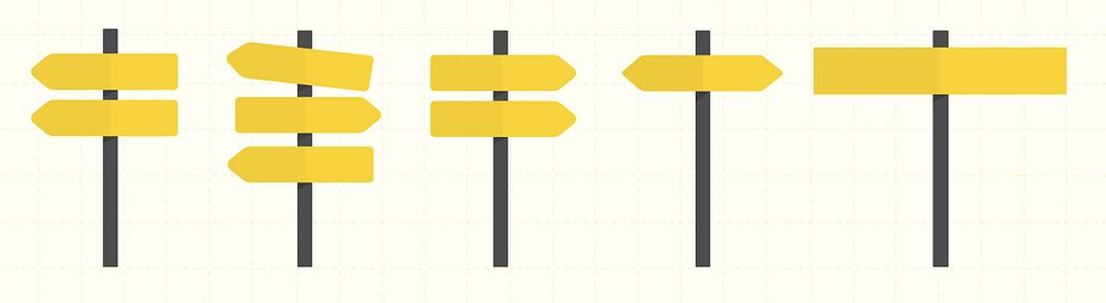 Yellow directional signs poles, each | Free Vector - rawpixel