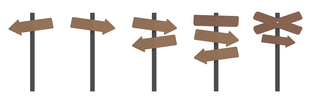Set wooden signposts multiple arrows. | Free Vector - rawpixel