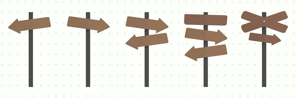 Illustration five wooden signposts arrows | Free Vector - rawpixel