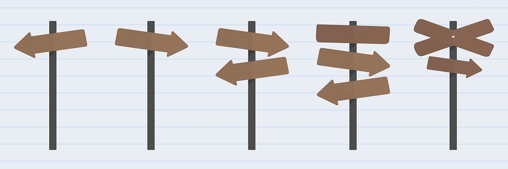 Wooden signposts arrows pointing various | Free Vector - rawpixel