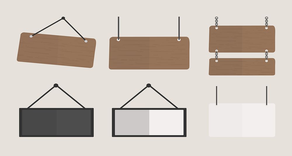 Set six blank hanging signs | Free Vector - rawpixel