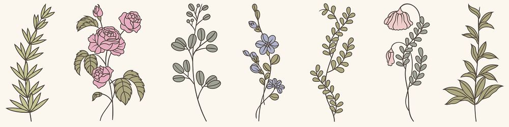 Illustration delicate floral designs featuring | Free Vector - rawpixel