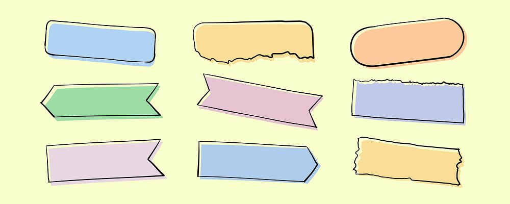 Colorful sticky notes various shapes: | Free Vector - rawpixel