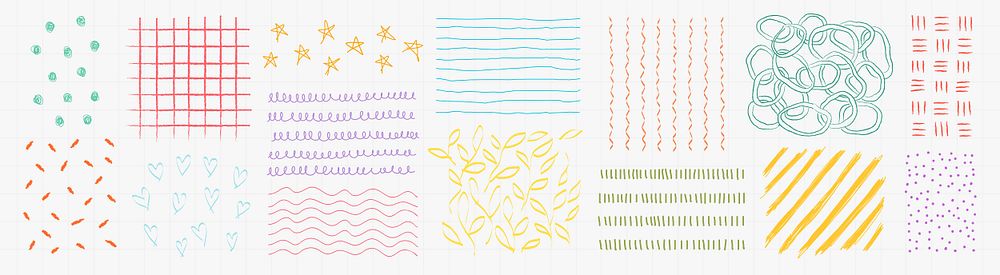 Colorful hand-drawn patterns various styles, | Free Vector - rawpixel