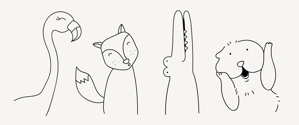 Cute animal illustrations: flamingo, fox, | Free Vector - rawpixel