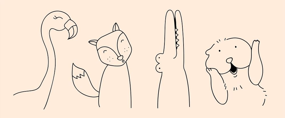 Minimalist animal line art featuring | Free Vector - rawpixel