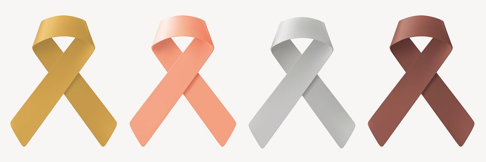Four awareness ribbons gold, peach, | Free Vector - rawpixel