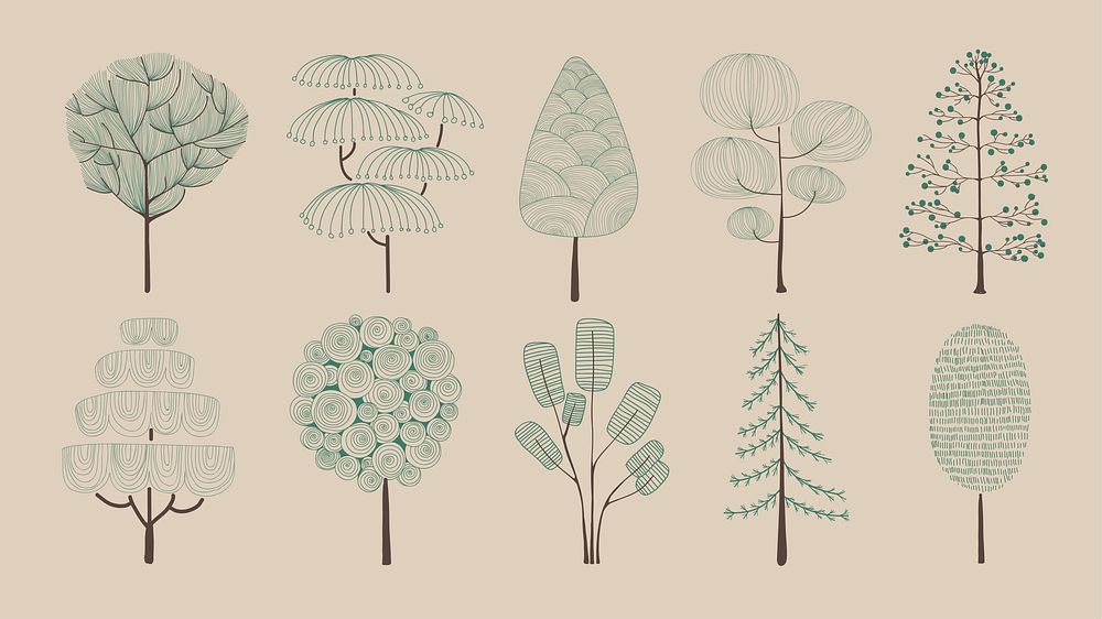 Illustration various tree designs, featuring | Premium Vector - rawpixel