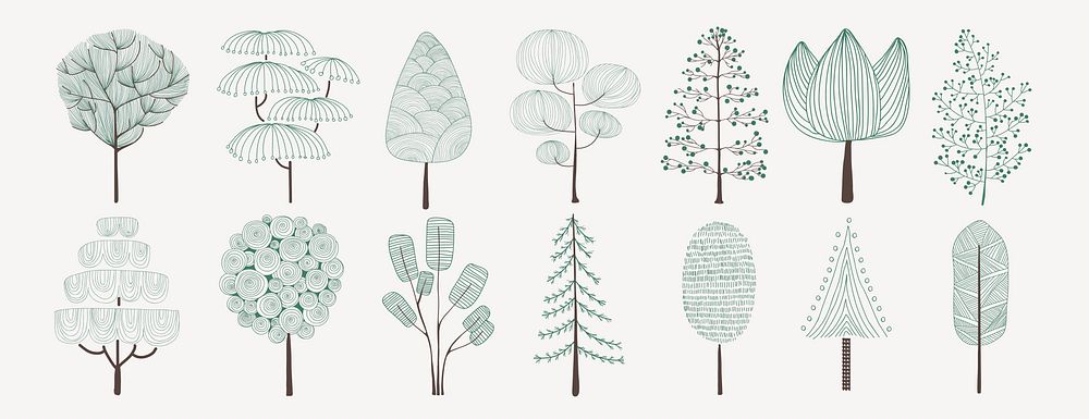 Illustration various tree designs. Trees | Premium Vector - rawpixel
