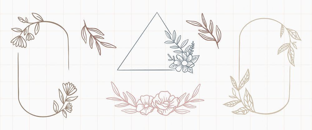 Minimalist floral frames geometric shapes | Premium Vector - rawpixel