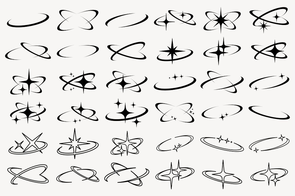 Collection abstract star and orbit | Premium Vector - rawpixel