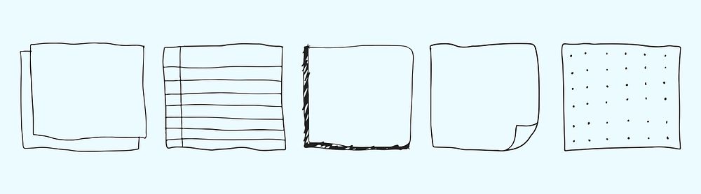 Five hand-drawn paper sheets, each | Premium Vector - rawpixel