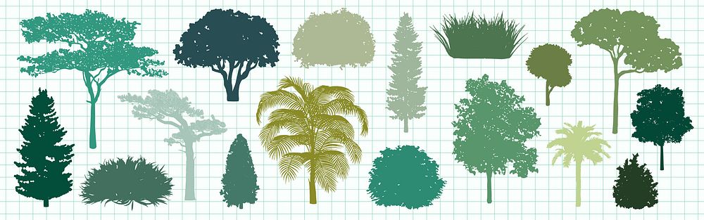 Illustration various tree silhouettes grid | Premium Vector - rawpixel