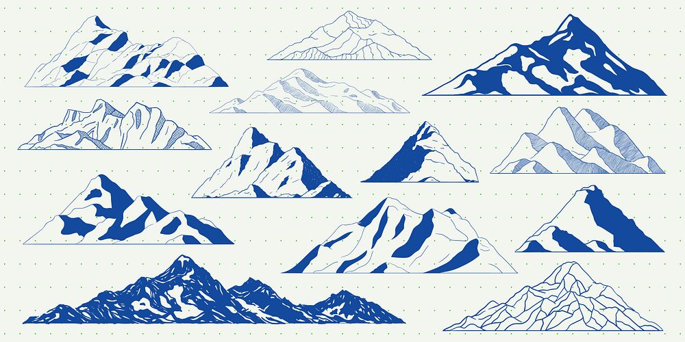Illustration various mountain designs blue | Premium Vector - rawpixel