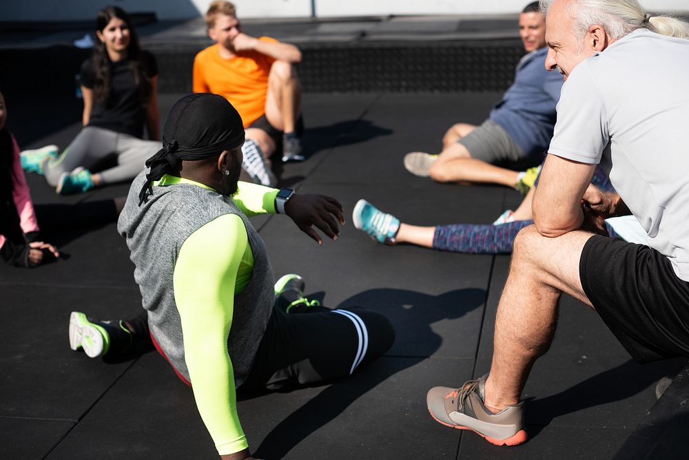 Group diverse people exercising outdoors, | Free Photo - rawpixel