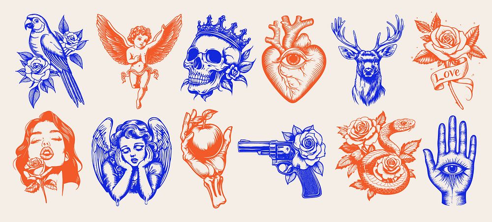 Vintage tattoo art collection, element | Premium Vector - rawpixel