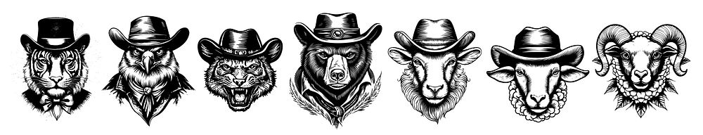 Animal cowboy hat illustrations, element | Premium Vector - rawpixel