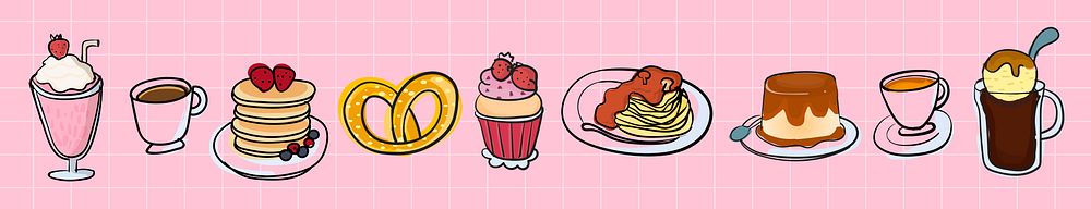 Illustration desserts: milkshake, coffee, pancakes | Premium Vector ...