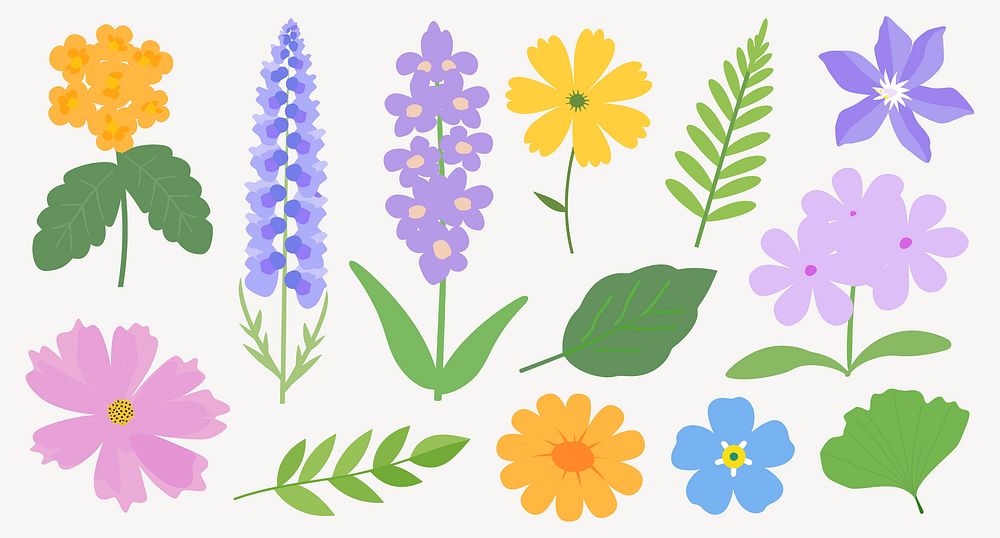 Colorful floral vector illustrations set | Premium Vector - rawpixel
