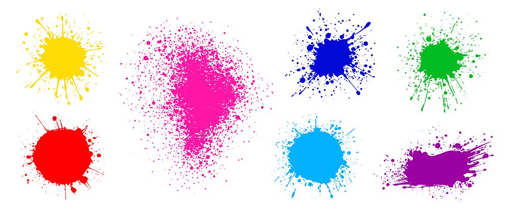Vibrant colorful paint splatters, isolated | Premium Vector - rawpixel