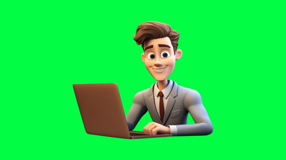 Animated businessman using laptop happily | Free Photo - rawpixel