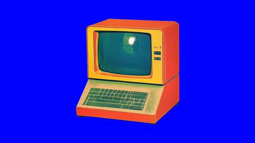 Retro computer vibrant art blue | Free Photo - rawpixel