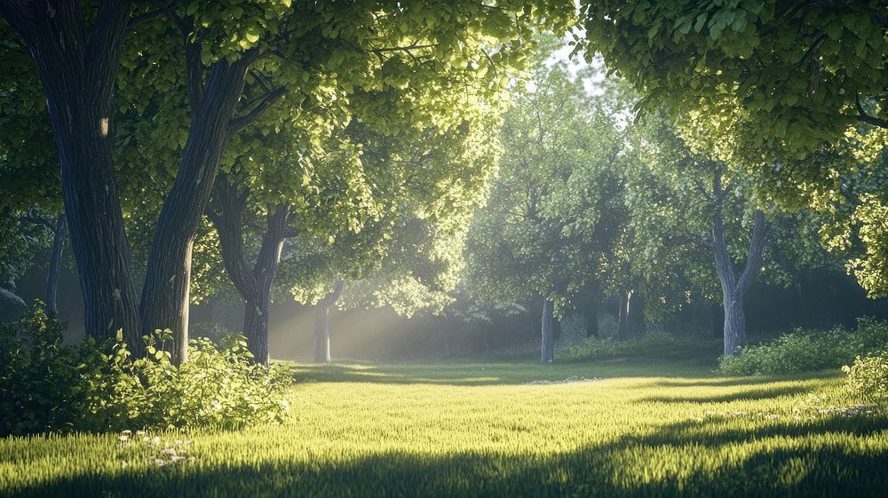 Beautiful deciduous forest sunlight nature | Free Photo - rawpixel