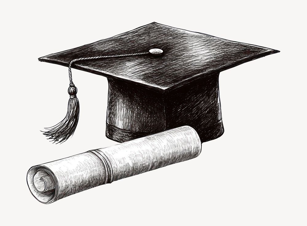Graduation cap rolled diploma sketch | Free Vector - rawpixel