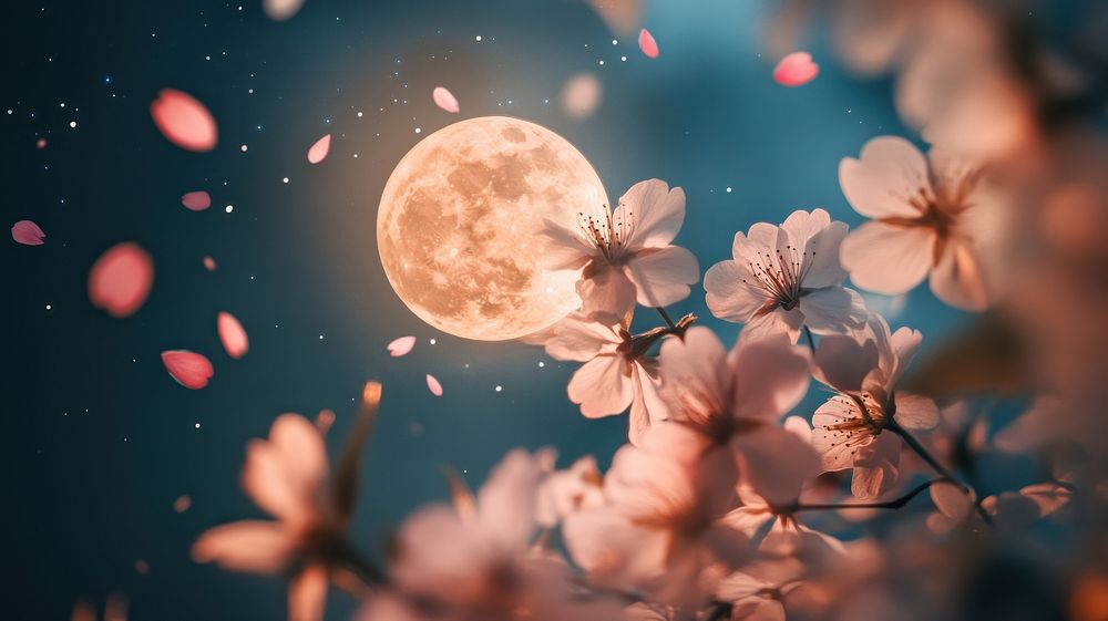 Full moon blossoms night flowers. | Free Photo - rawpixel