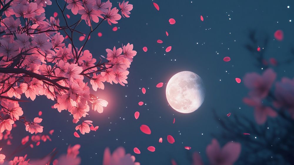 Full moon blossoms petals night. | Free Photo - rawpixel
