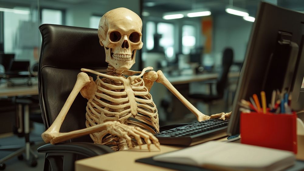Skeleton working an office chair | Free Photo - rawpixel
