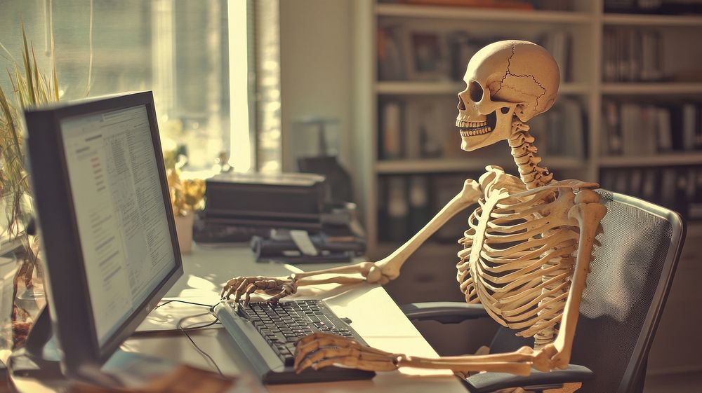 Skeleton working an office computer | Free Photo - rawpixel