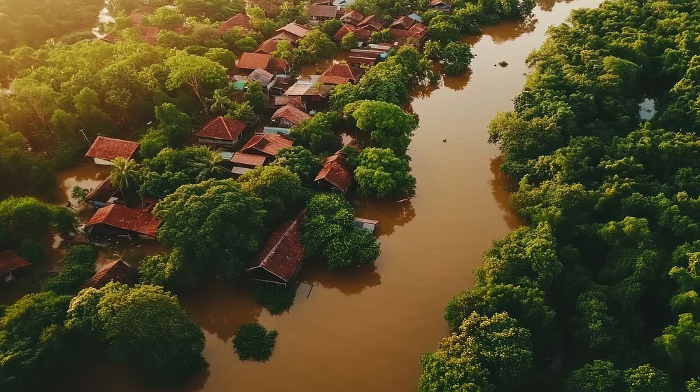Village flooded nature aerial. | Free Photo - rawpixel