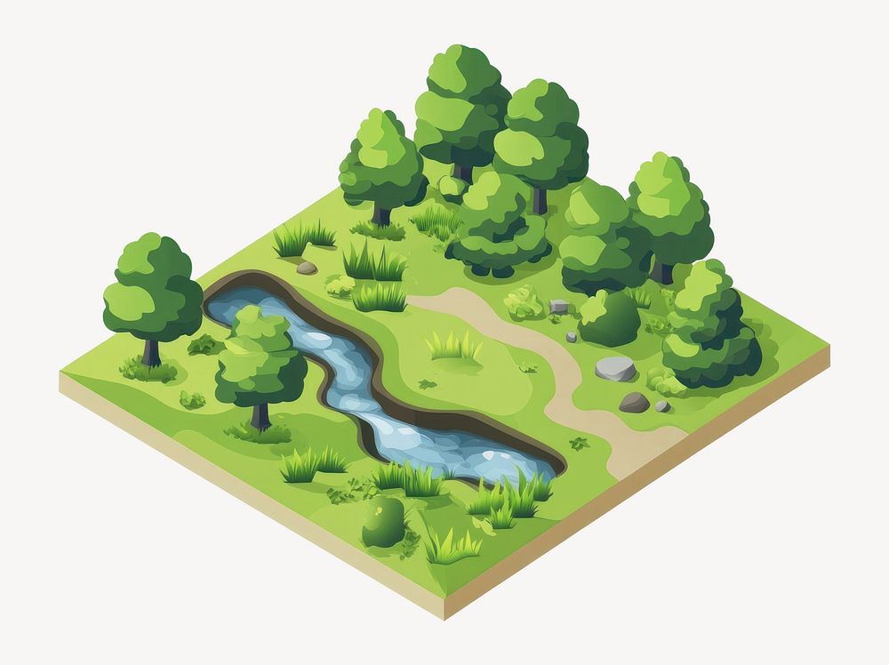 Small forest river isometric landscape | Free Vector - rawpixel