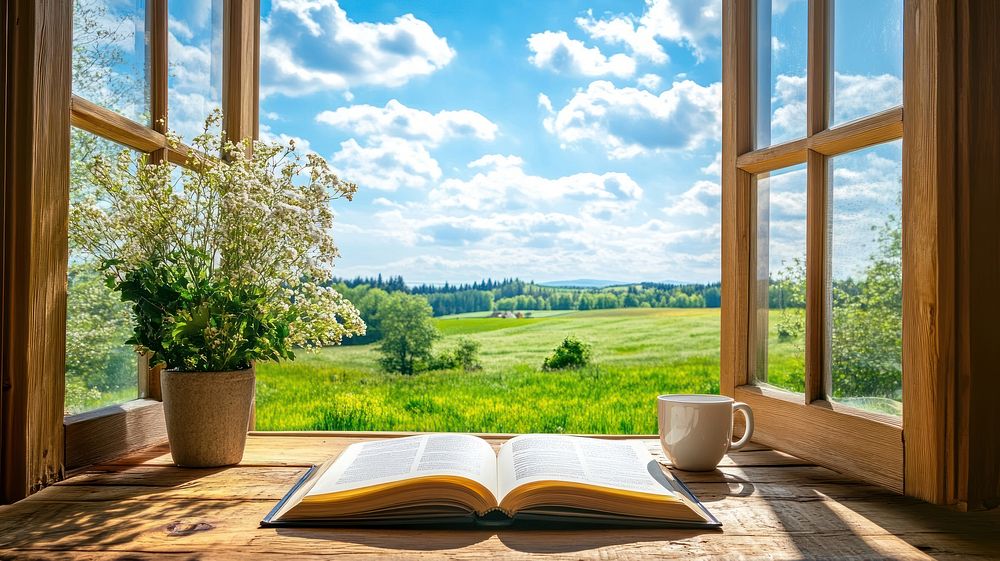 Open window scenery book outdoors | Free Photo - rawpixel