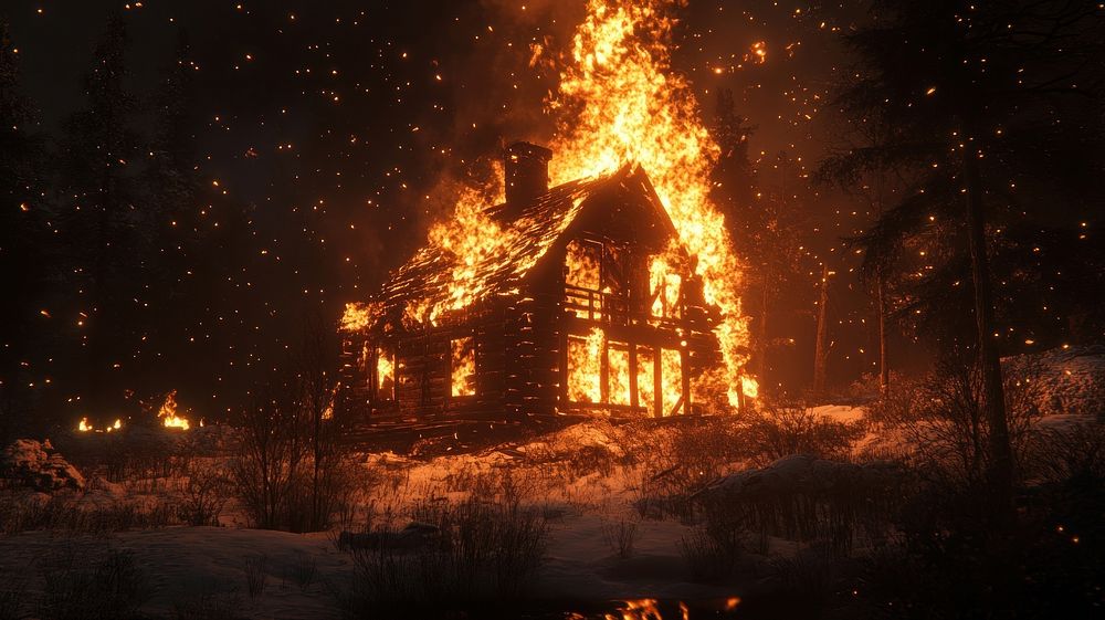 Wooden house burning flames fire | Free Photo - rawpixel