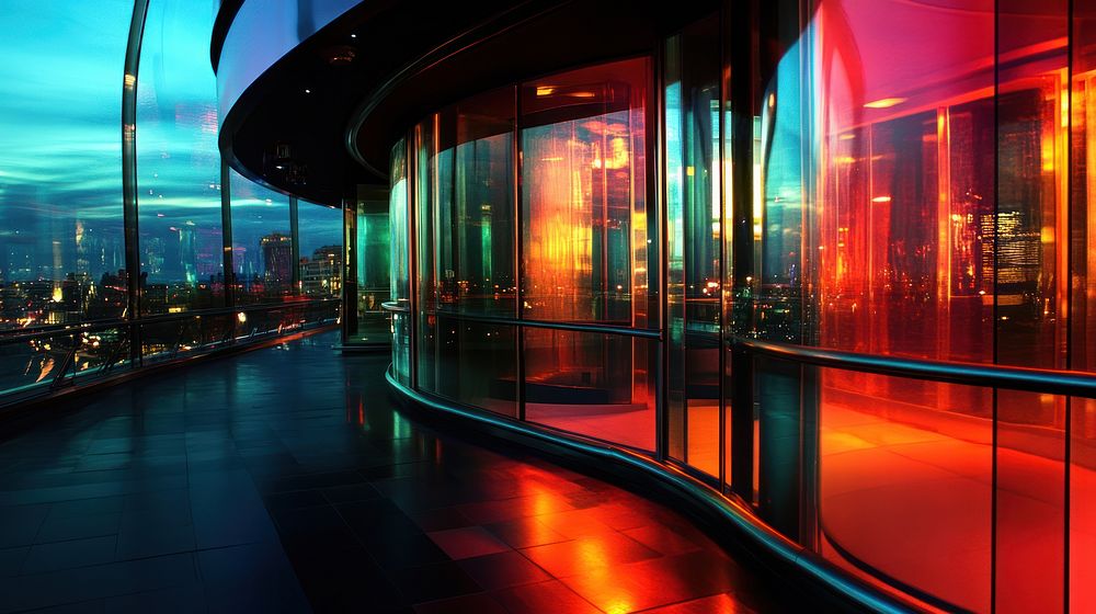 Glass building night architecture cityscape. | Free Photo - rawpixel