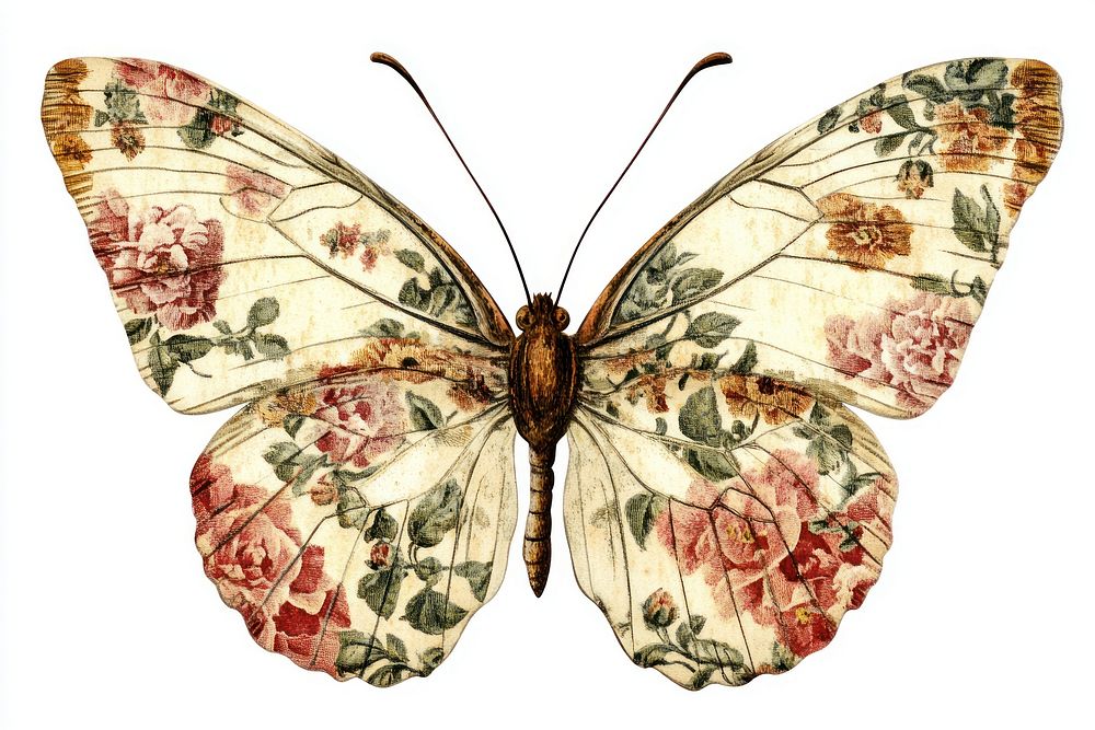 Vintage floral pattern butterfly style | Free Photo Illustration - rawpixel