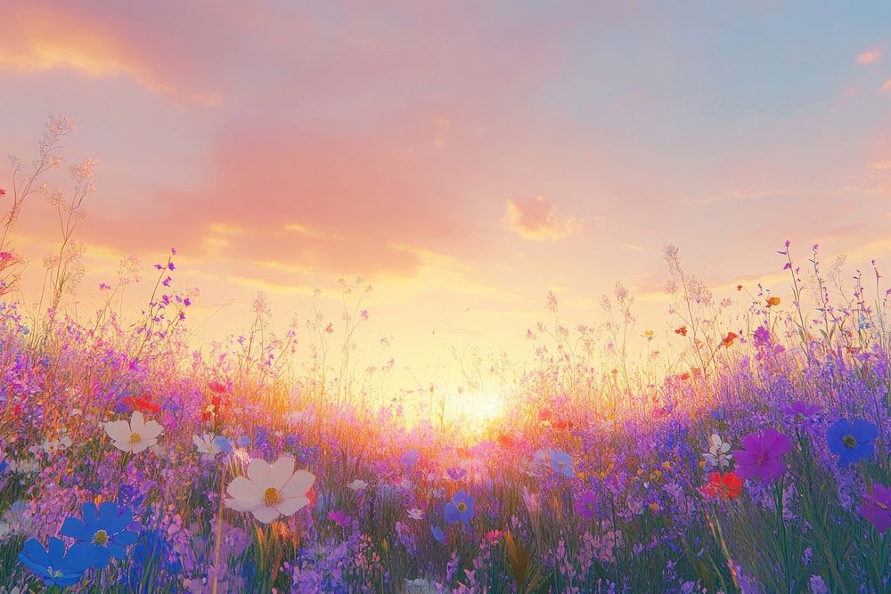 Wildflower meadow flowers nature landscape. | Free Photo - rawpixel