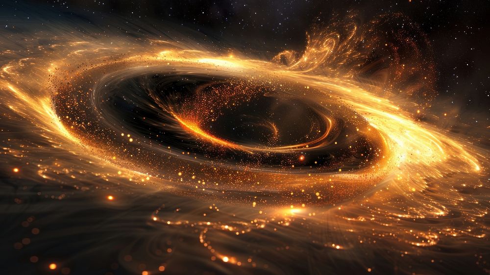Golden particles universe swirling space. | Free Photo Illustration ...