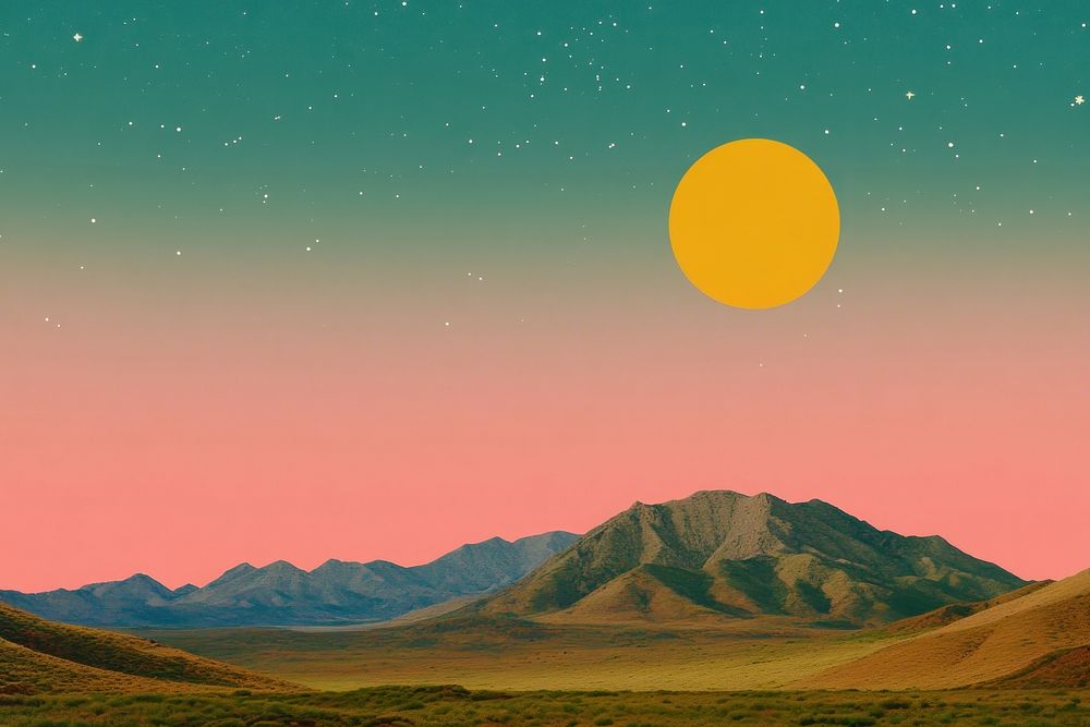 Galaxy star landscape illustration mountains. | Free Photo Illustration ...